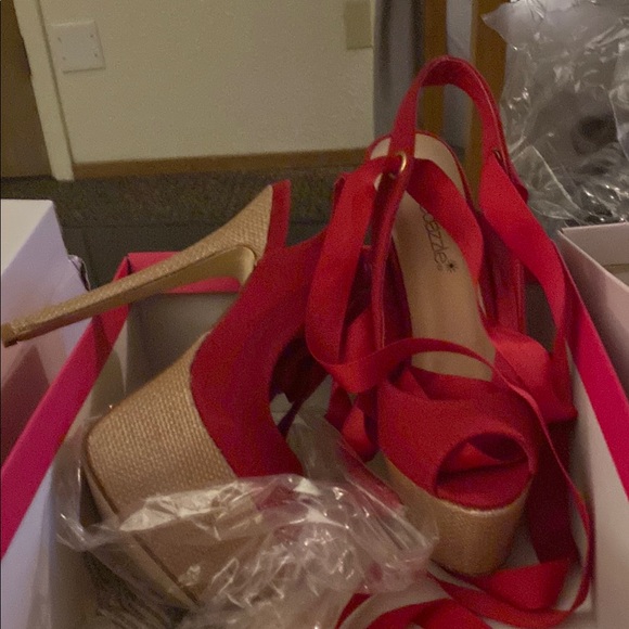 Jessica Simpson | Shoes | Jessica Simpson Red And Tan Platform Heels ...